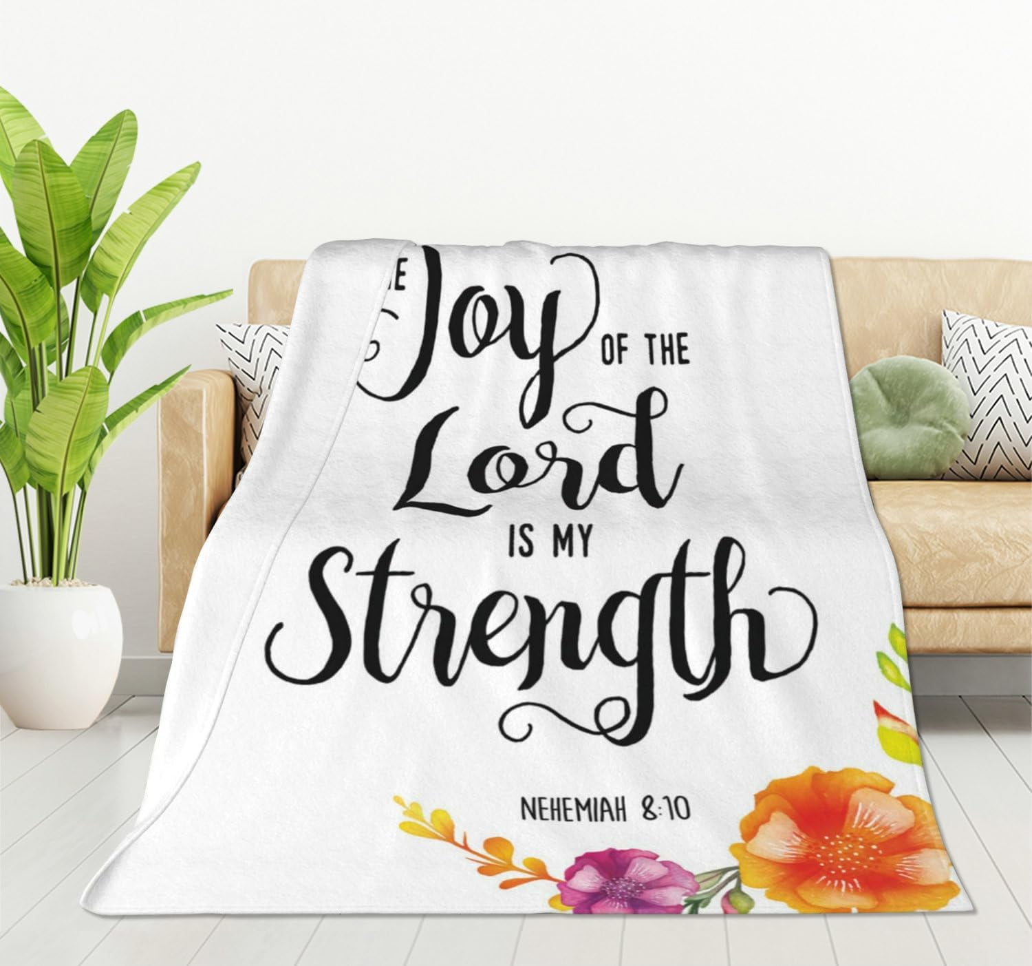 Biblical Quotes Throw Blanket Joy of The Lord is My Strength Scripture ...