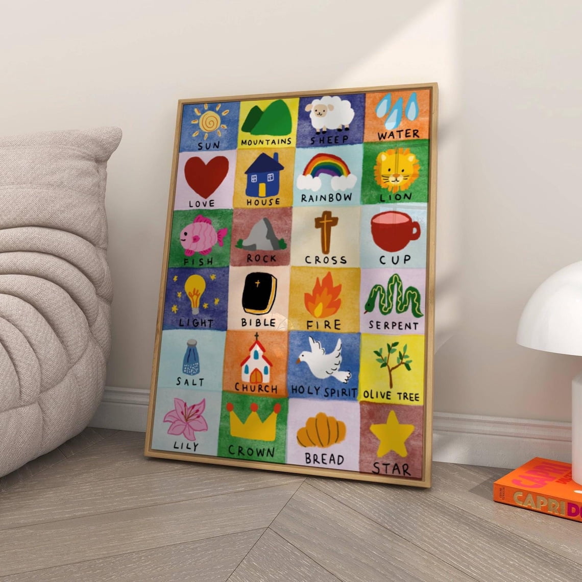 Biblical Vocabulary Colorful Christian Nursery Classroom Art, Stretched ...