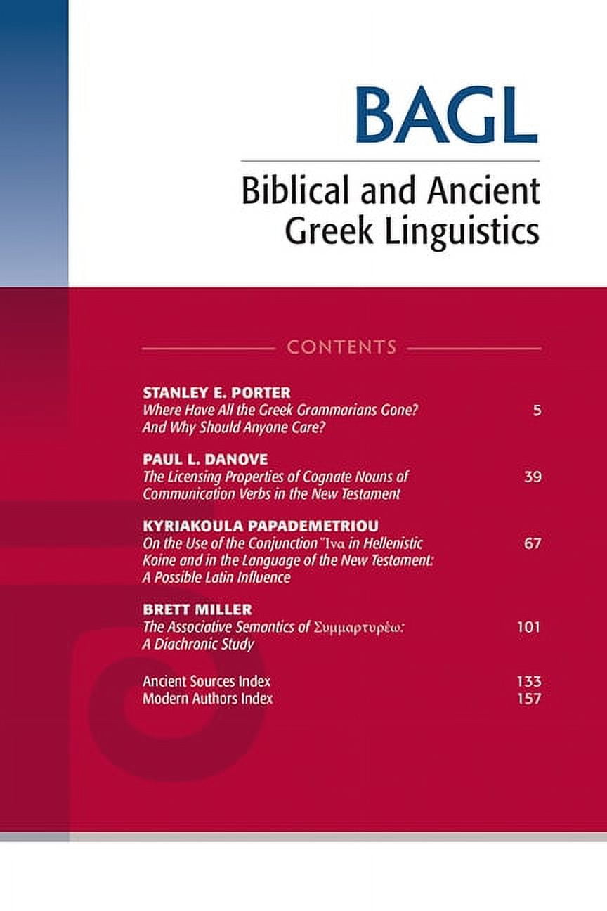 Biblical and Ancient Greek Linguistics: Biblical and Ancient Greek ...