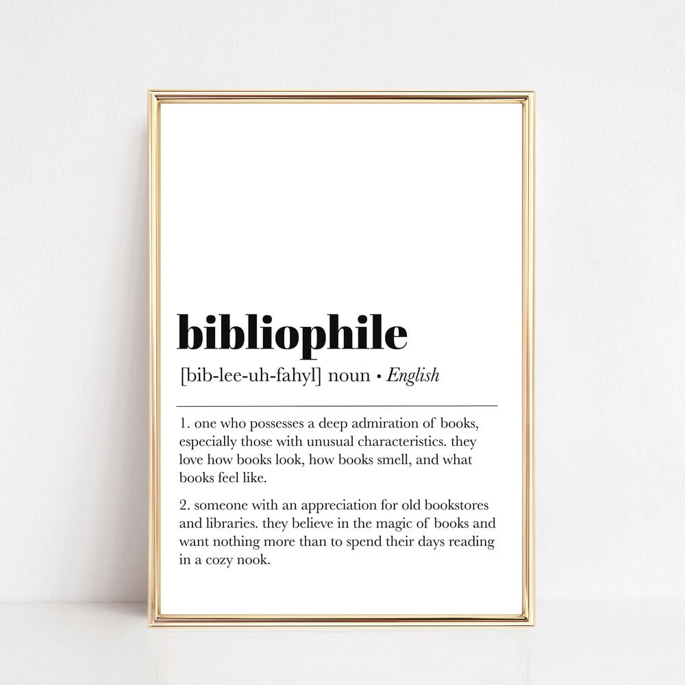 Bibliophile Definition Print, Book Wall Art, Book Lover Print, Book ...