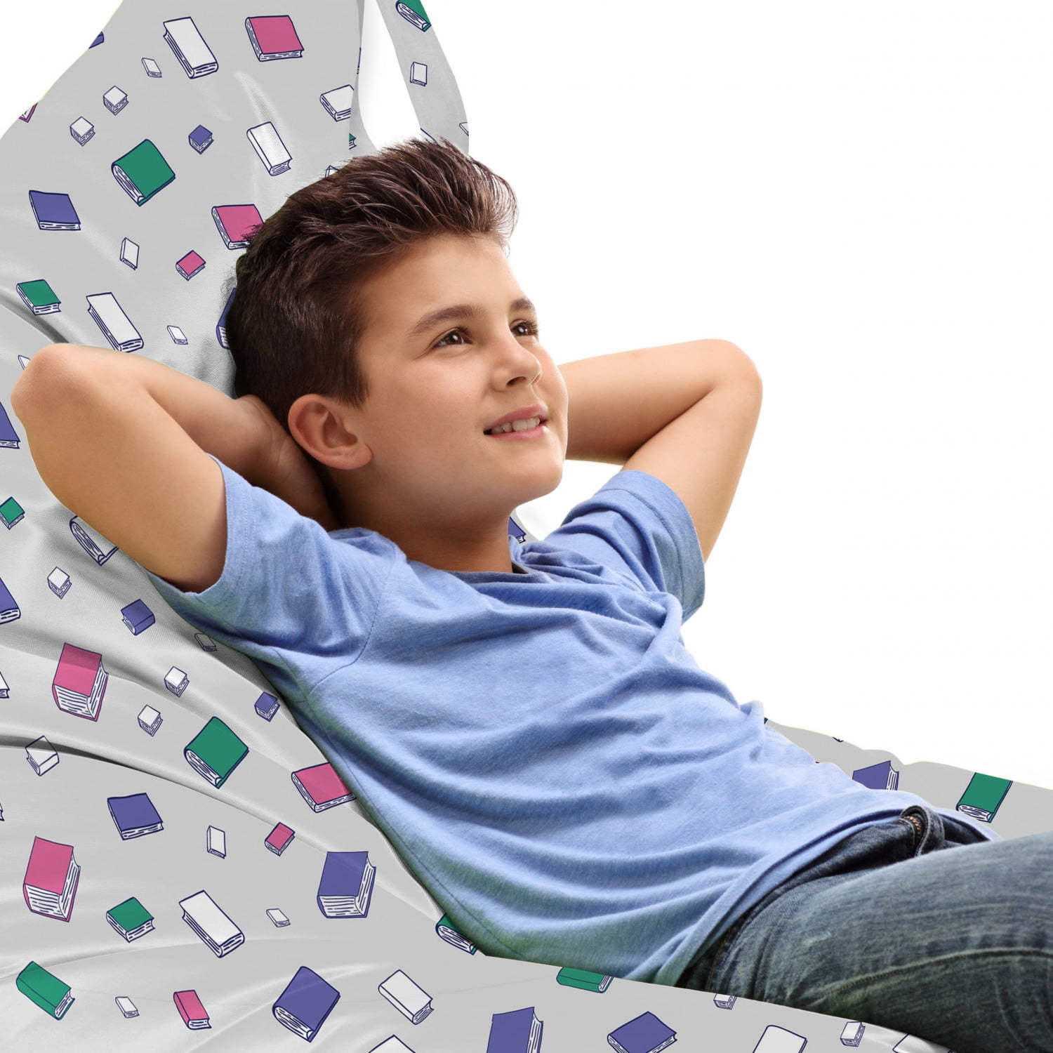 Bibliophile Lounger Chair Bag, Continuous Drawing of Numerous Education ...