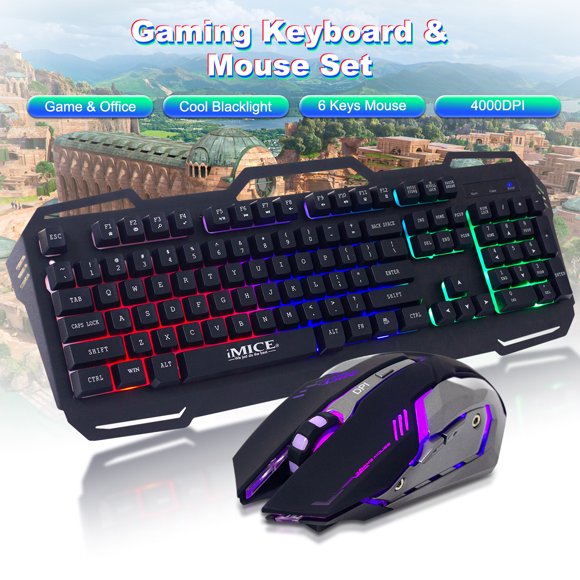 Rainbow Gaming Keyboard And Mouse Set One Led Multi-colored Changing ...