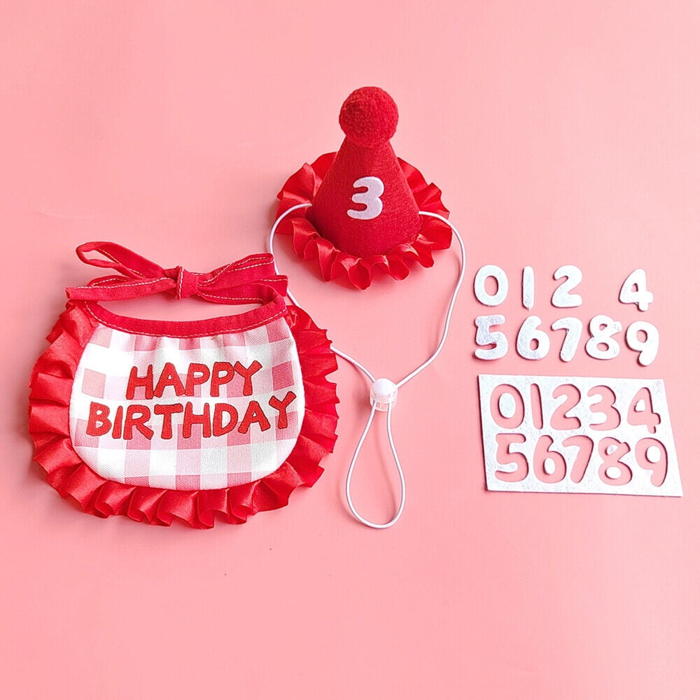 Bibs Birthday Pet Birthday Set Cap Scarf Party Props Hat Cat Supplies ...
