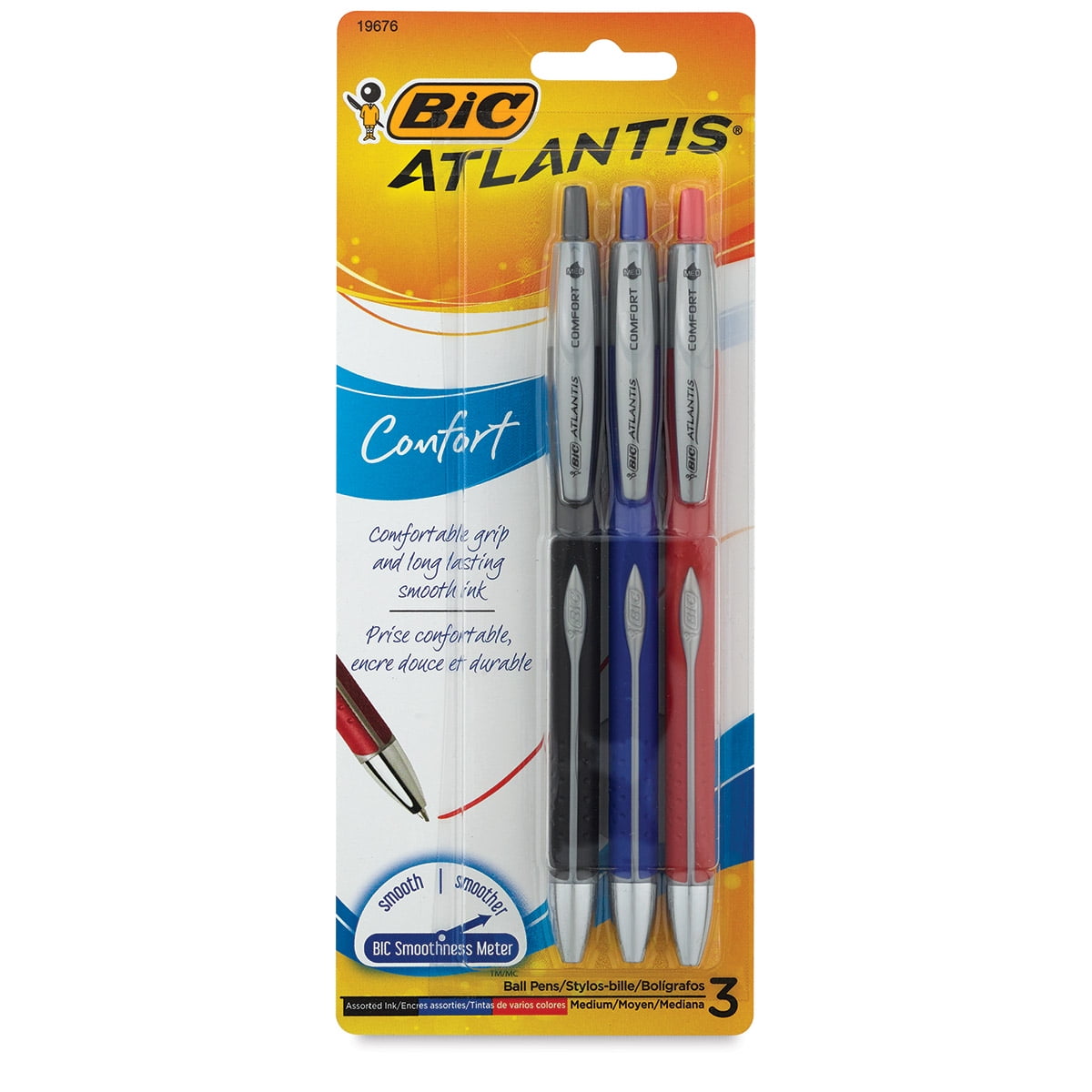 Bic Atlantis Original Retractable Ball Pens - Comfort, 1.2 mm Tip, Set ...