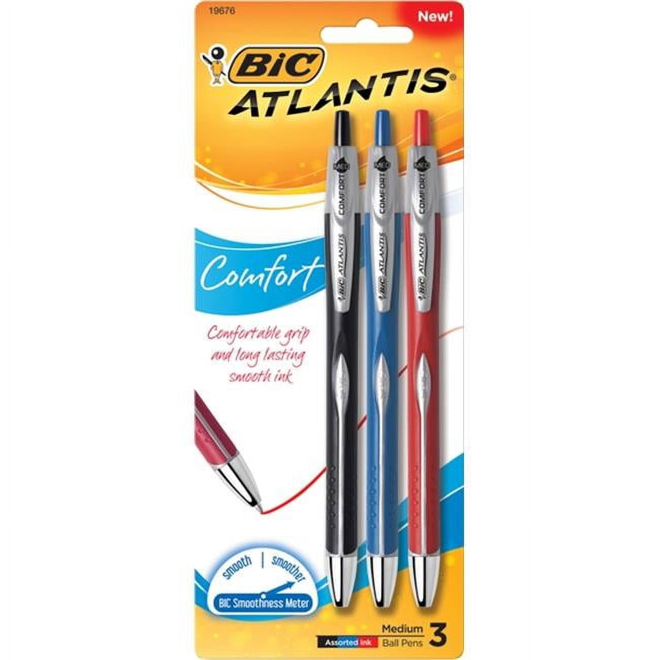 Bic Atlantis Original Retractable Ball Pens - Comfort, 1.2 mm Tip, Set ...
