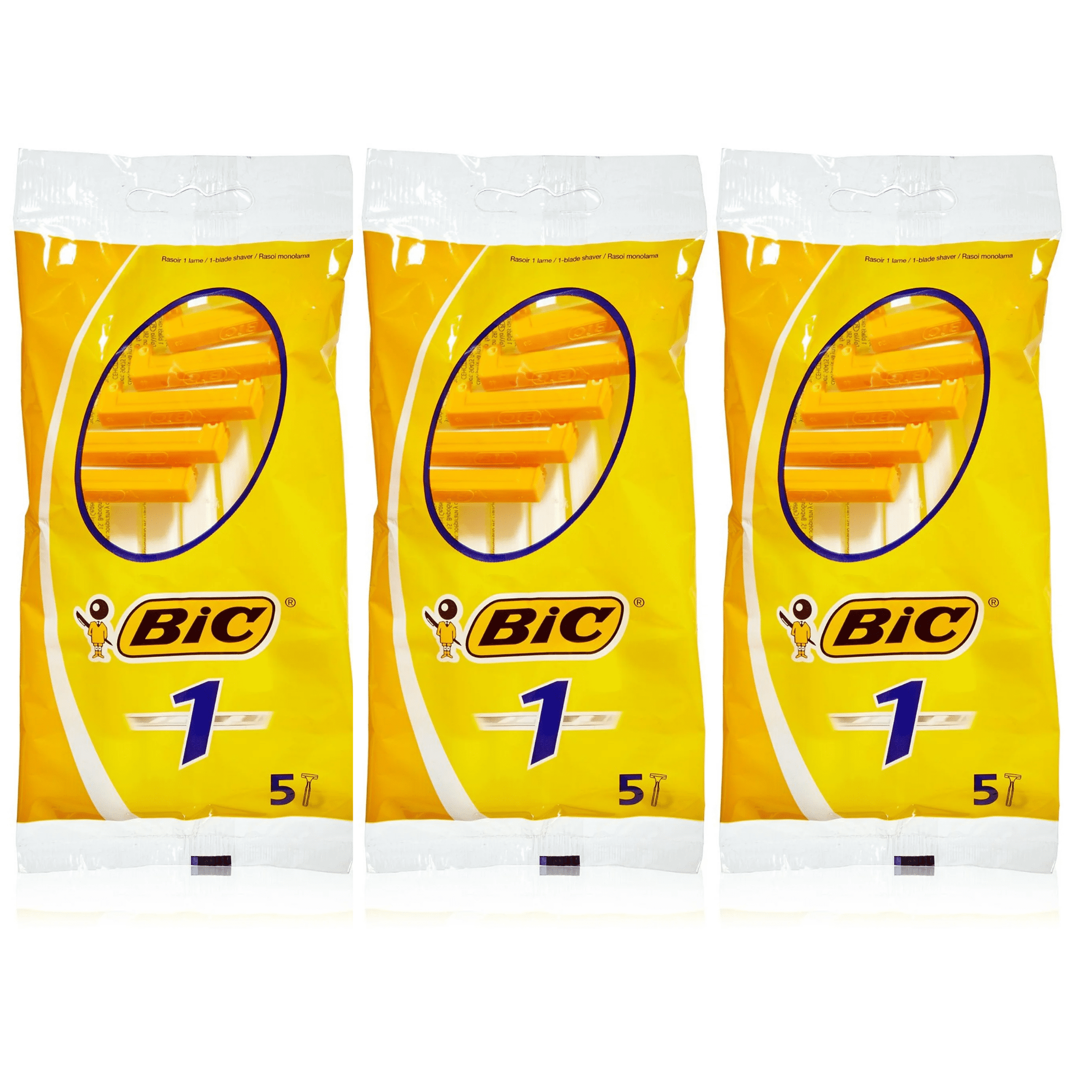 Bic, Classic Disposable Razors for Normal Skin- 5Ct - Pack of 3 Razors ...
