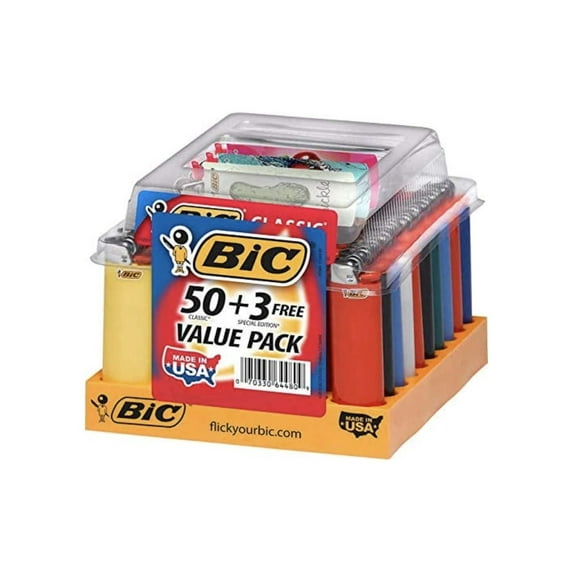 BIC Classic Maxi Lighters, Bulk Value Pack of 50, 3 Free Special ...