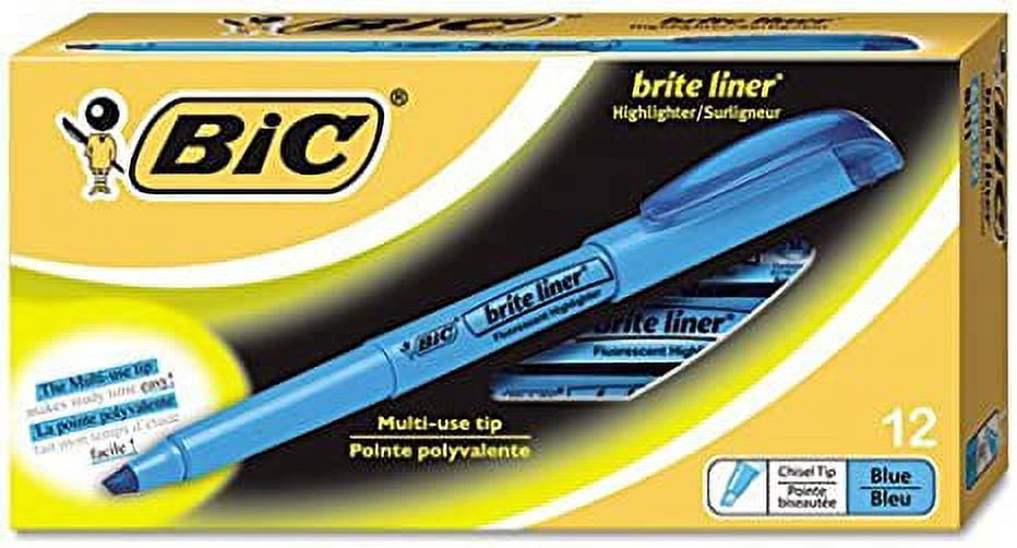 Bic Corp. Brite Liner Highlighter, Chisel Tip, Fluorescent Blue Ink, 12 ...