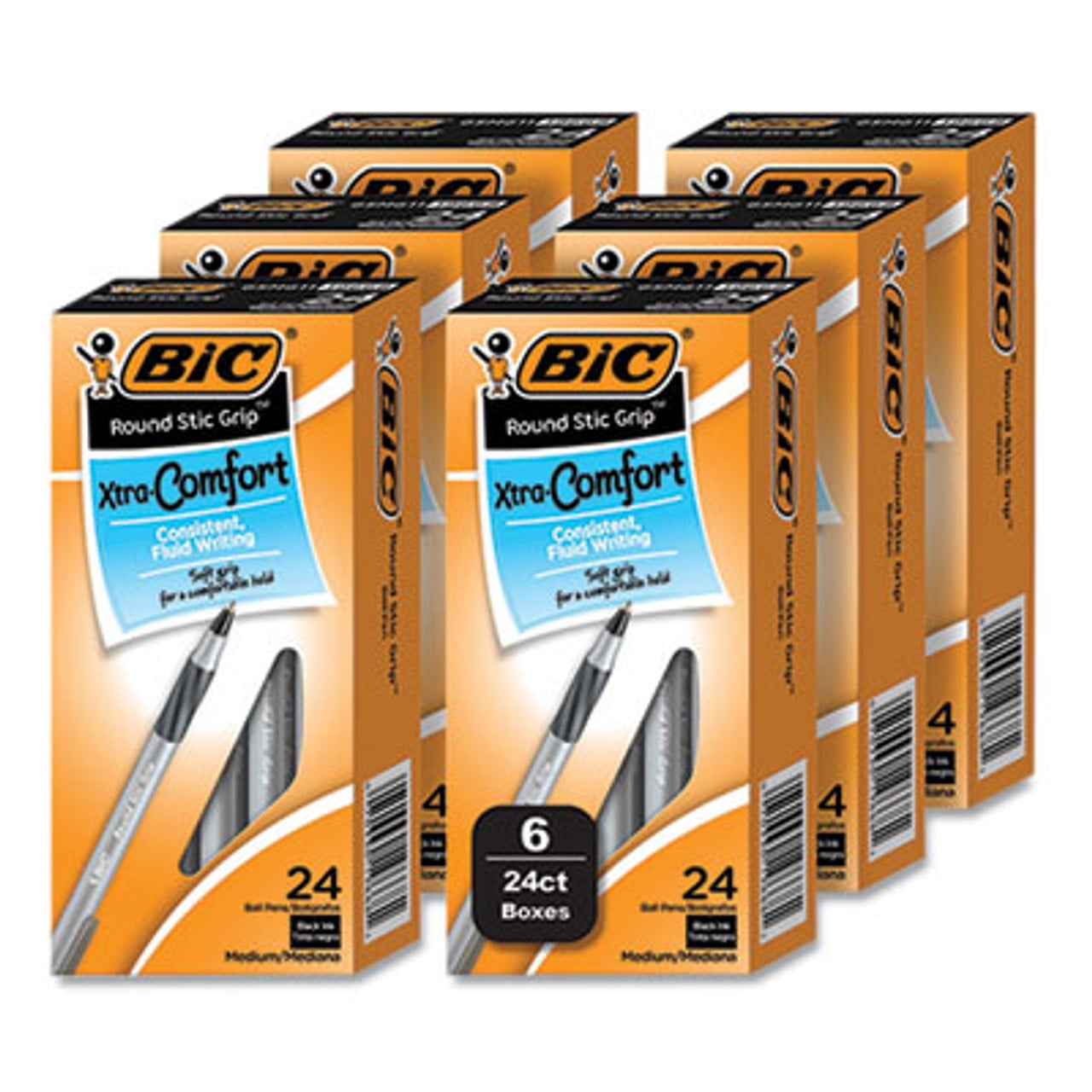 Bic Corporation GSMG144EBLK Round Stic Grip Xtra Comfort Ballpoint Pen ...