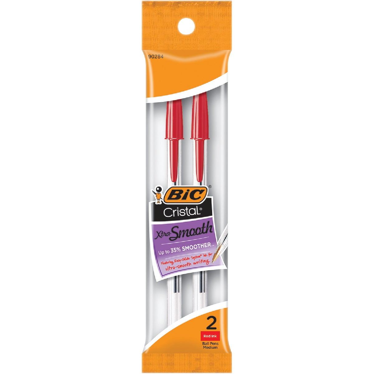BIC Cristal Medium Point Red Ink Pens, 2-Pack, Hexagonal Design ...