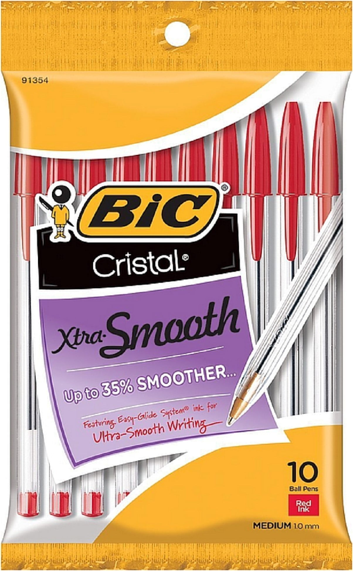 BIC Cristal Xtra-Smooth Red Ball Pen Pack of 2 with Easy-Glide Ink ...