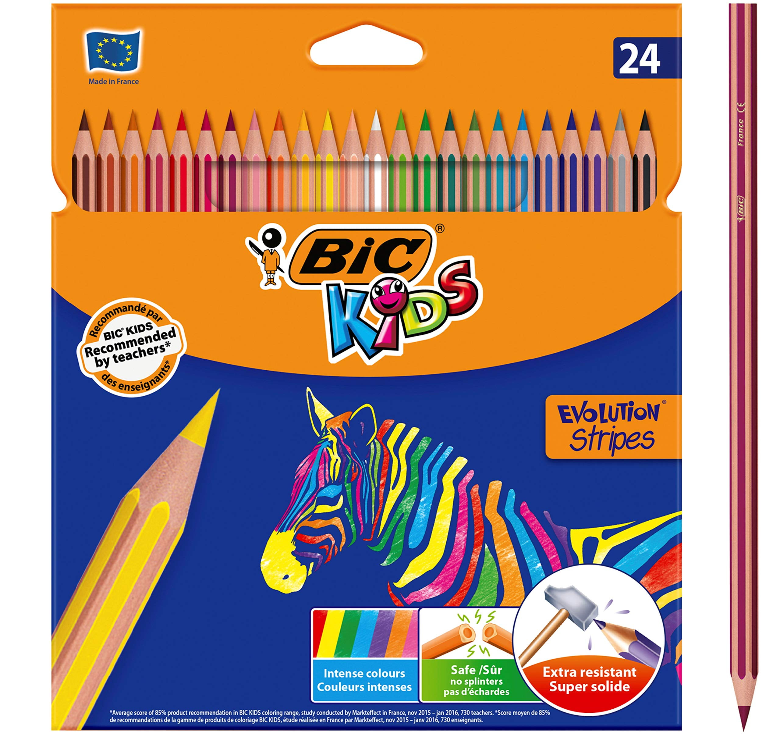 Bic Kids Evolution Stripes Colouring Pencils - Assorted Colours, 24 ...