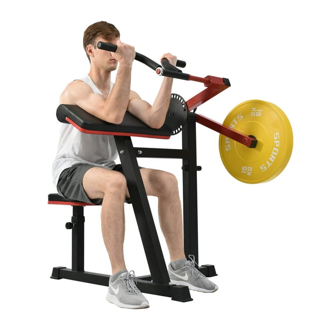 2 in 1 Home Gym Bicep Tricep Curl Machine, 330LBS Plate Loaded, 7 ...
