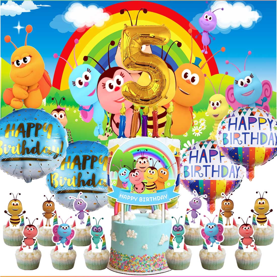 Bichikids Party Supplies Decor 5th Kit Balloons Birthday Cake Topper ...