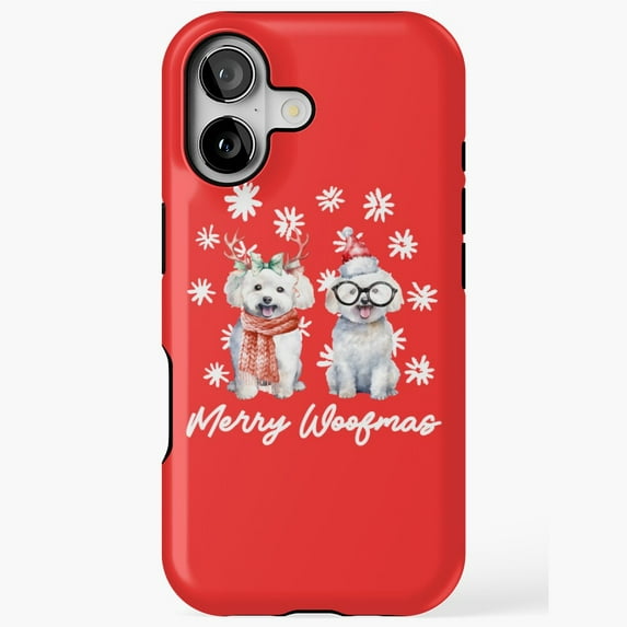 Bichon Christmas Woofmas Dog Case for iPhone 11 12 13 14 15 16 17 Pro ...