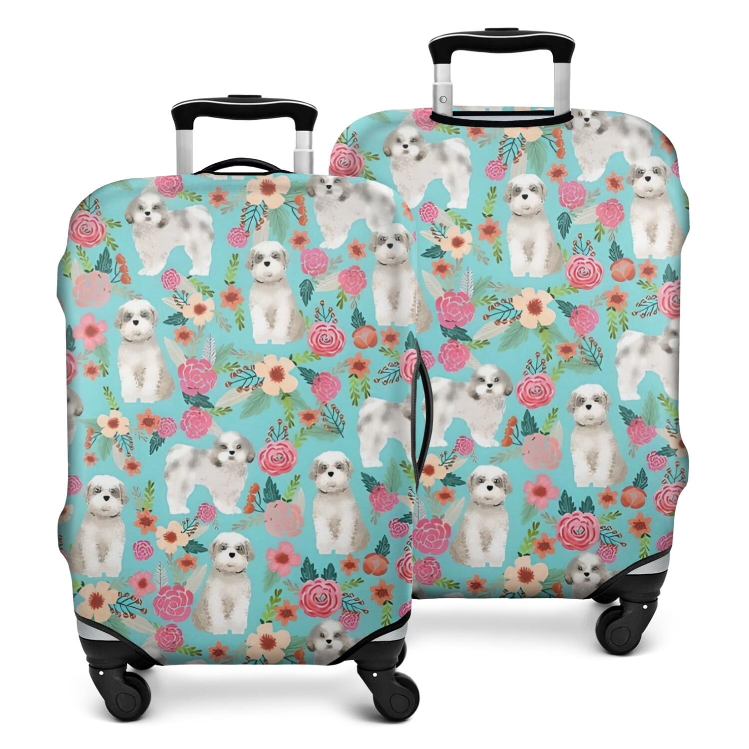 Bichon Dog Blue Florals Luggage Cover Fashion Suitcase Cover Baggage ...