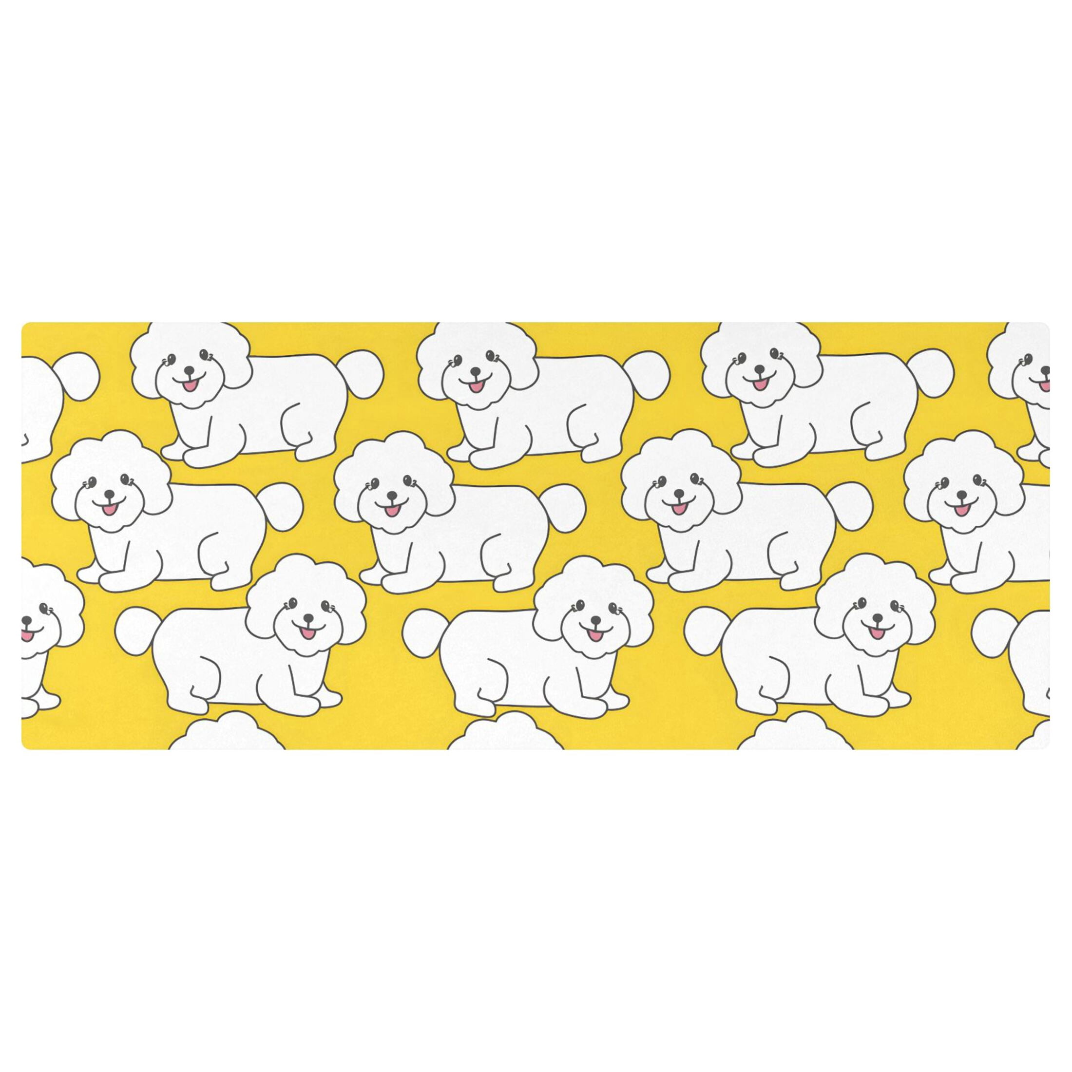 Bichon Dog Pattern Stretch Fitted Tablecloth 2.5x6ft Elastic Wrinkle ...