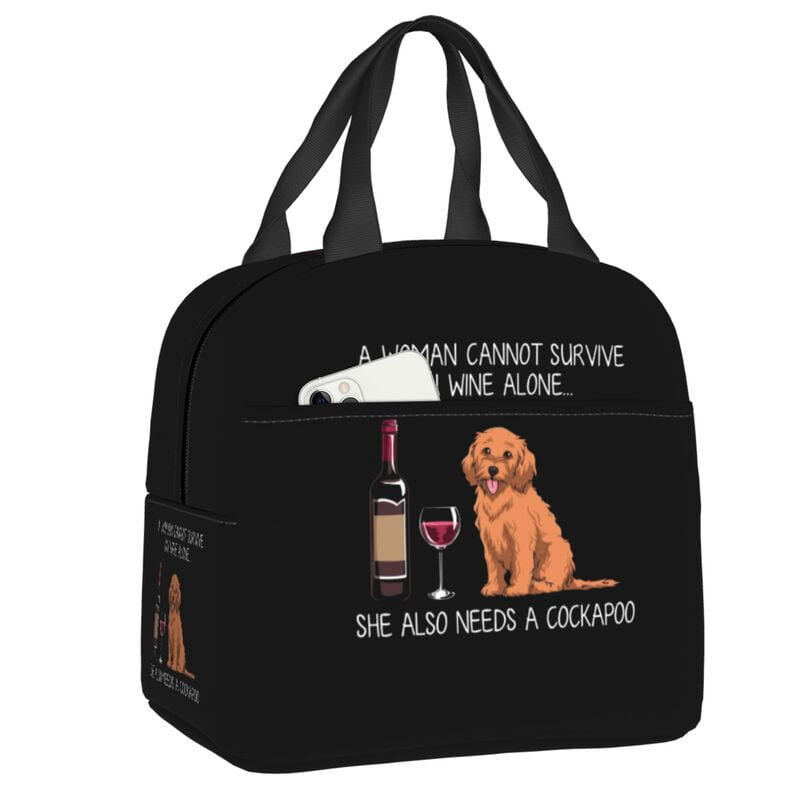 Bichon Frise And Wine Funny Dog Portable Lunch Box Waterproof Pet Puppy ...