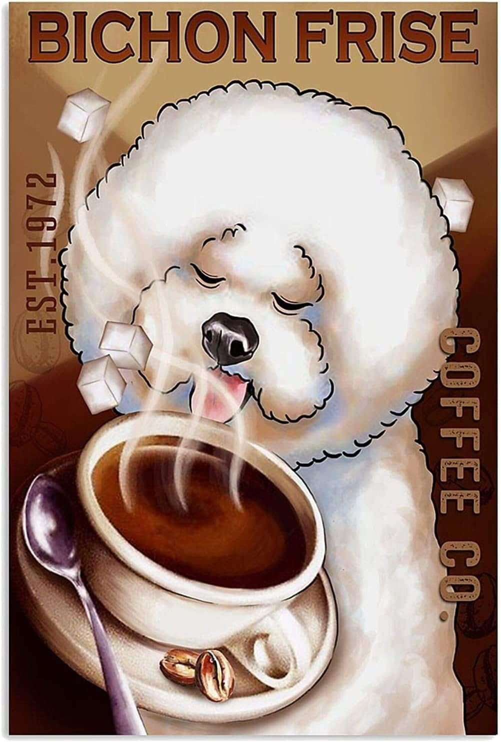 Bichon Frise Coffee Diamond Art Kits for Adults with Tools - 5D Full ...