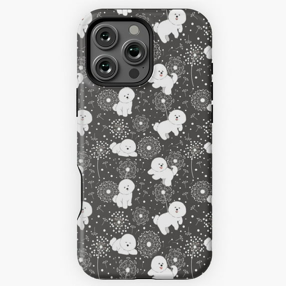 Bichon Frise Dandelion Cute Floral iPhone Case 17 16 15 14 13 12 11 Pro ...