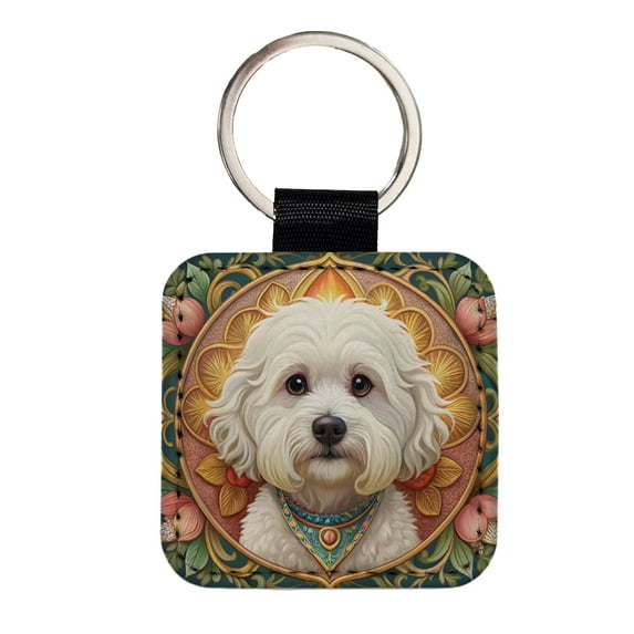 Bichon Frise Dog Art Nouveau Faux Leather Square Keychain - Walmart.com