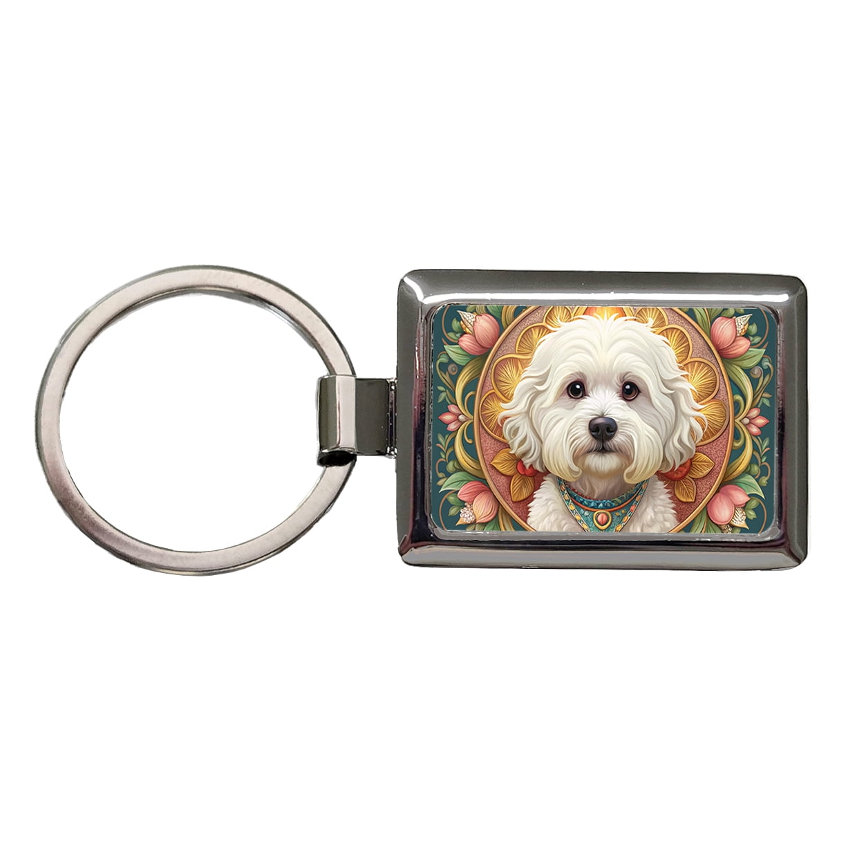 Bichon Frise Dog Art Nouveau Metal Rectangle Keychain - Walmart.com