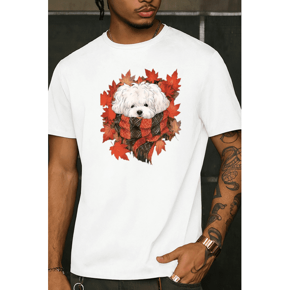Bichon Frise Dog Autumn Leaves Fall Thanksgiving Lover Unisex T-Shirt ...