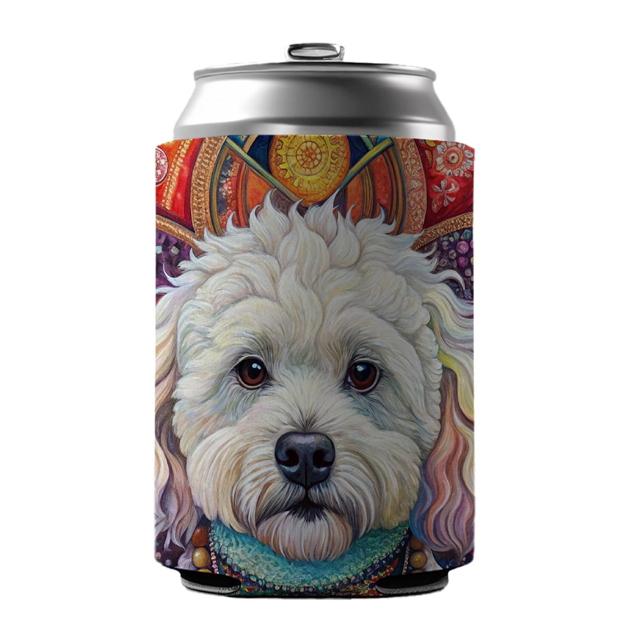 Bichon Frise Dog Bohemian Art Drink Beer Soda Insulated Sleeve Holder ...
