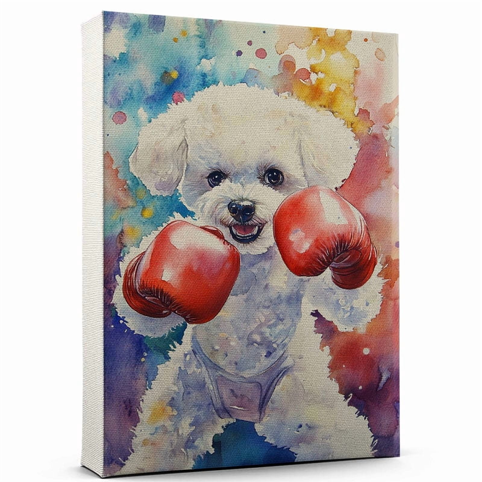Bichon Frise Dog Canvas Boxing Stretched Canvas Size 8x12 – Funny ...