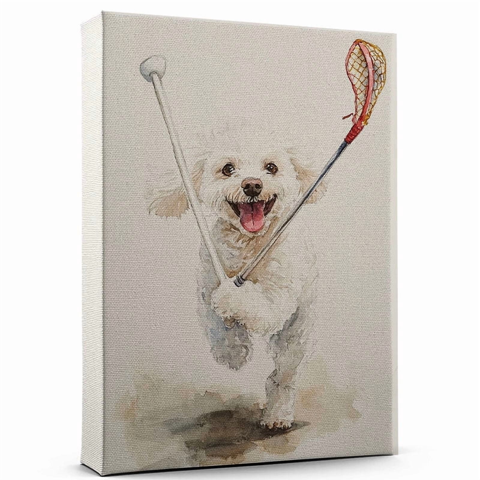 Bichon Frise Dog Canvas Lacrosse Stretched Canvas Size 8x12 – Funny ...