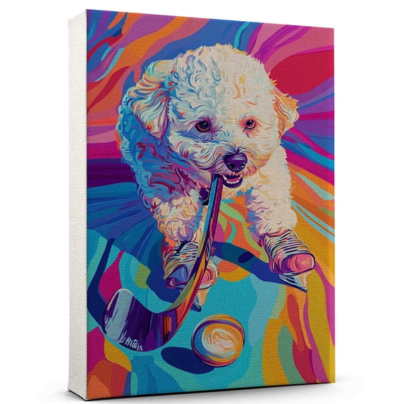 Bichon Frise Dog Ice Hockey Art Stretched Canvas Size 8x12 – Bichon ...