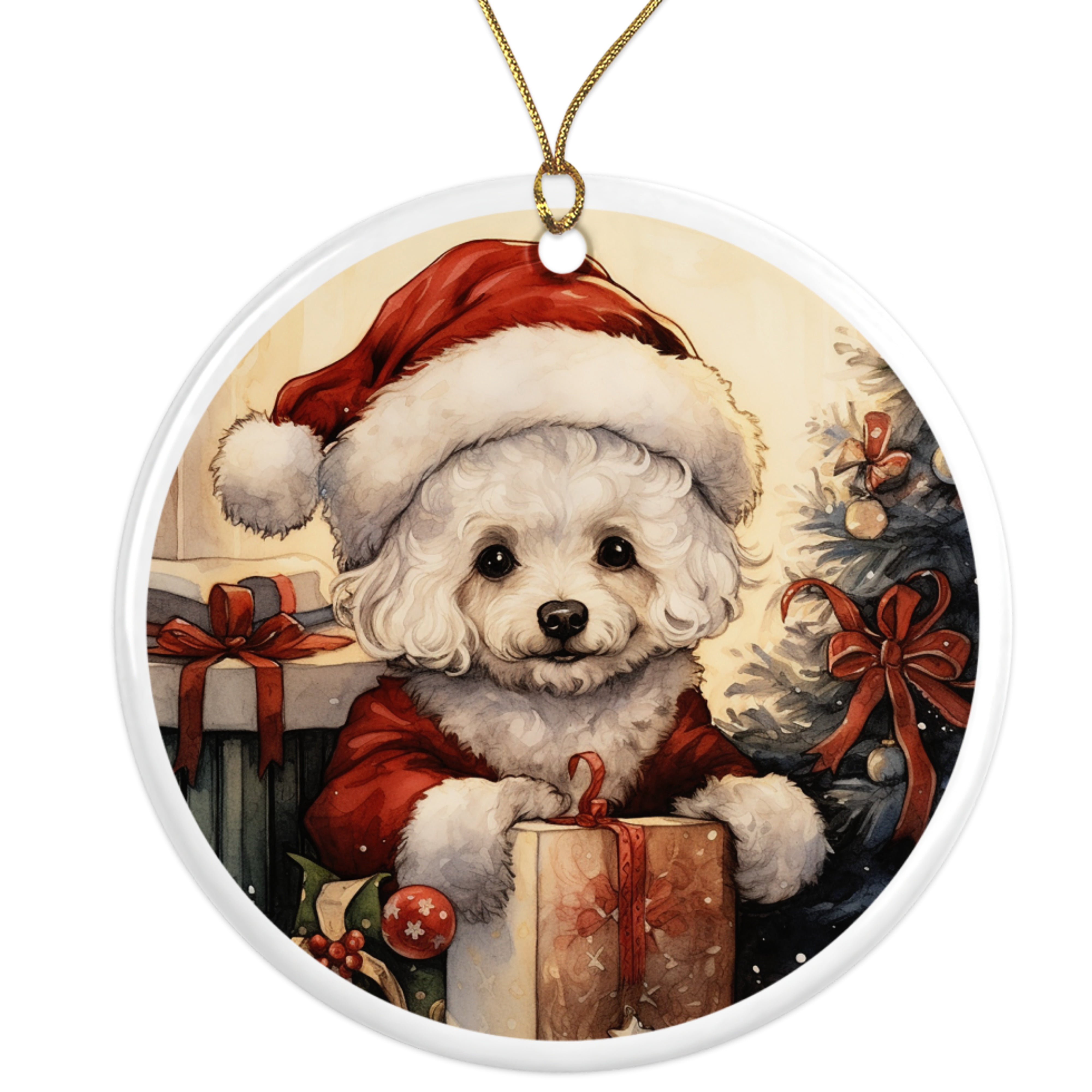 Bichon Frise Dog Ornament - Pet Ornament for Christmas Tree - 3" Round ...