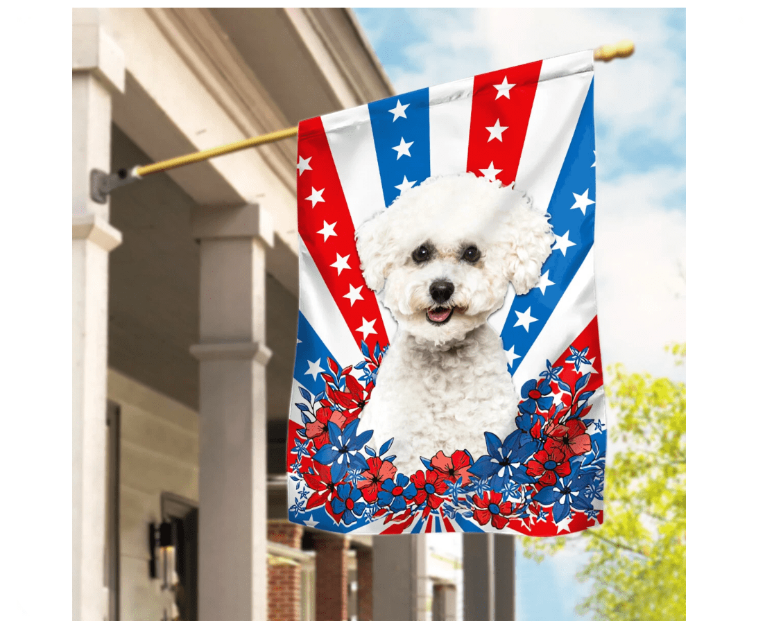 Bichon Frise Dog Patriotic 4Th July Flag, Bichon Frise Dog Independence Day Flag 12x18 POLE NOT ...