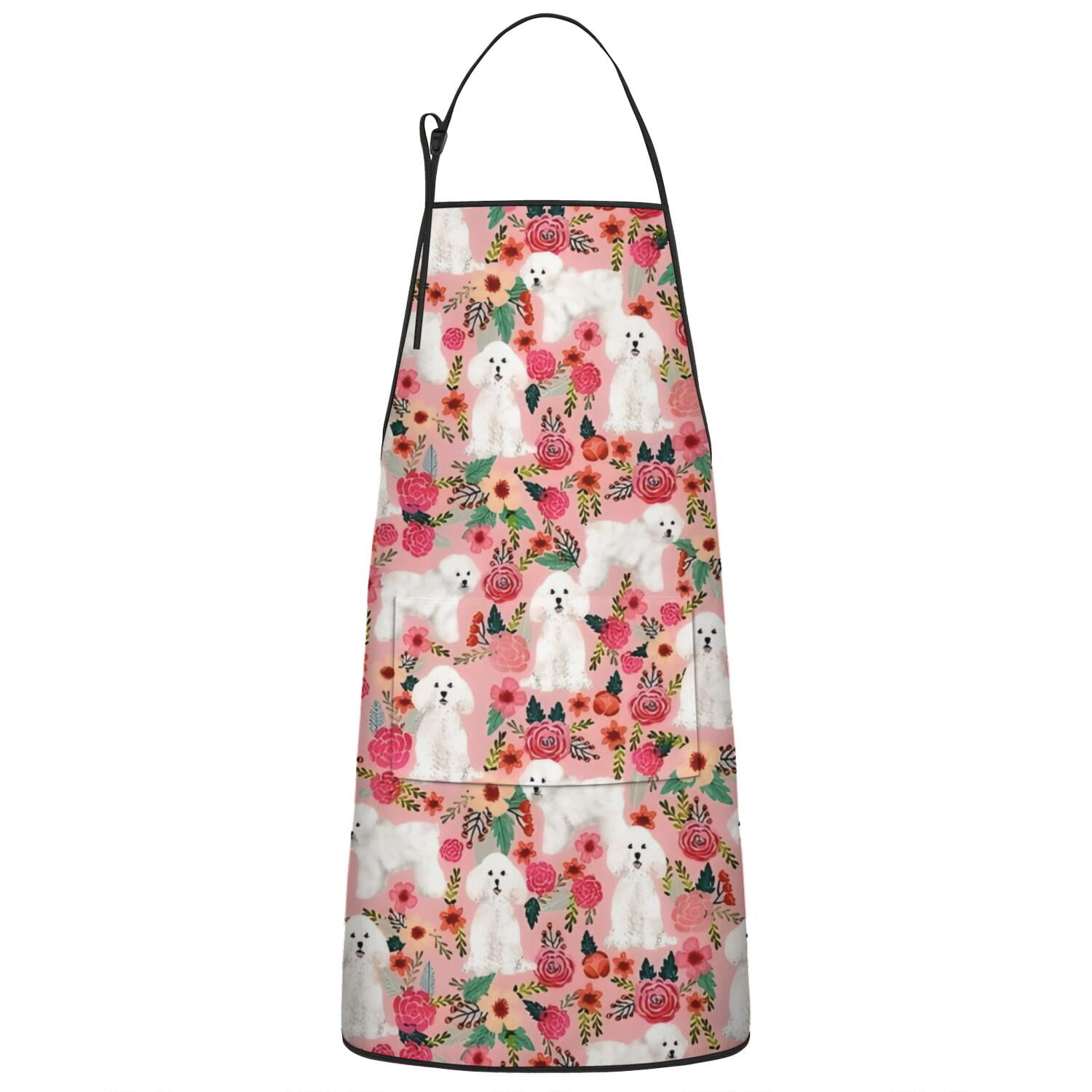 Bichon Frise Dog and Pioneer Flower Apron-Garden Aprons for Women with ...