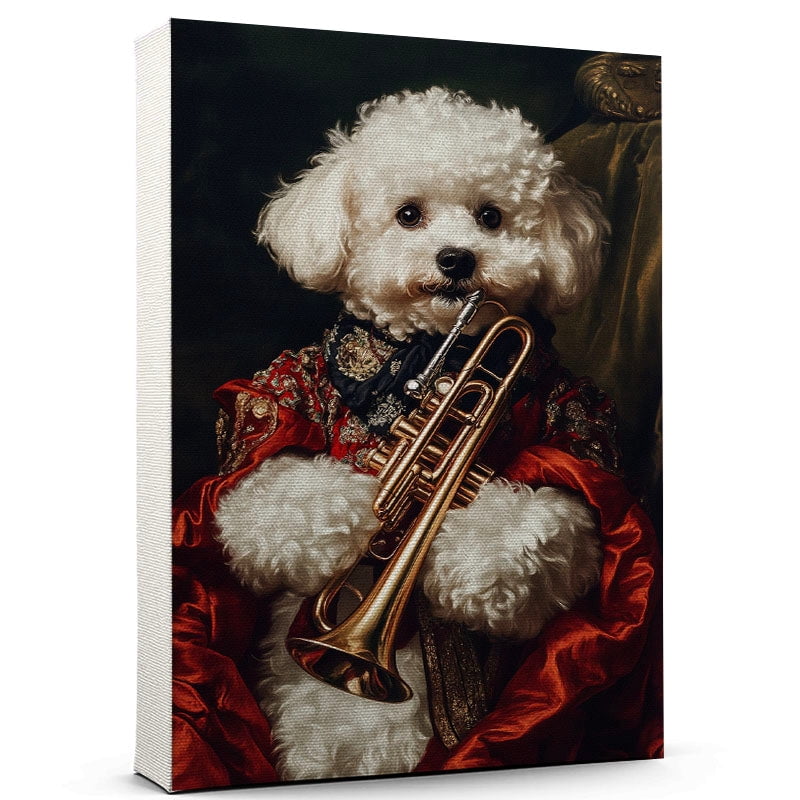 Bichon Frise Dog Playing Trumpet Stretched Canvas Size 8x12 – Music Dog ...