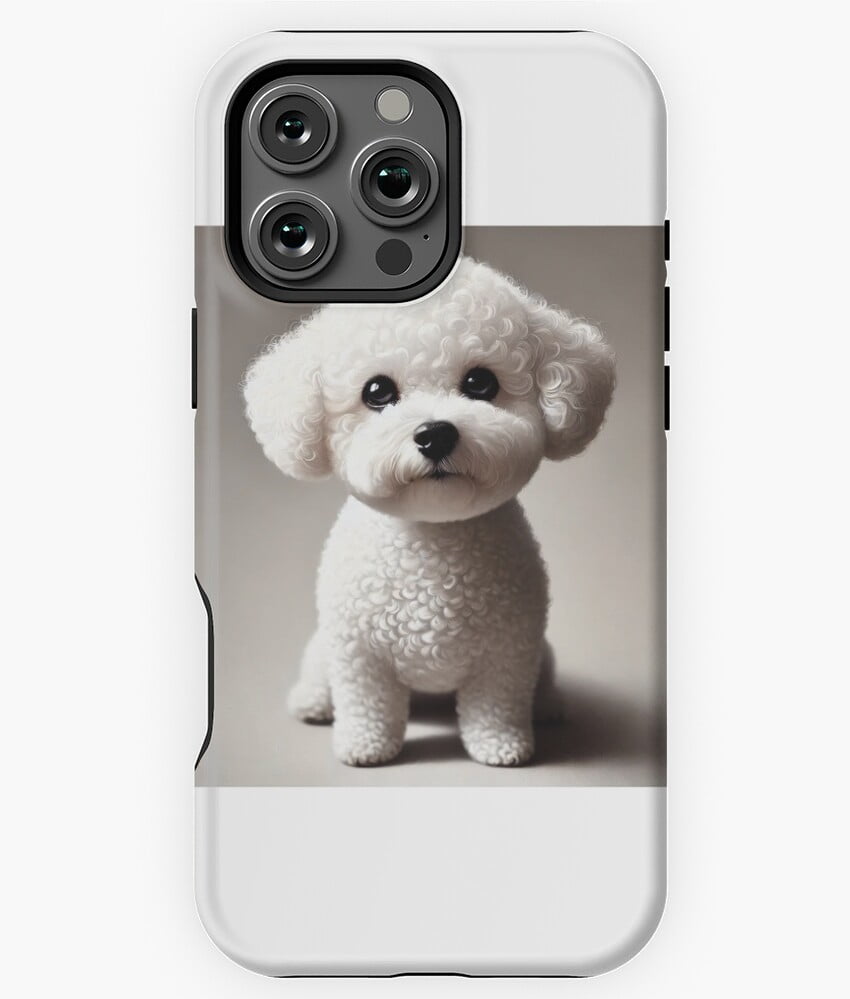 Bichon Frise Dog Print Fluffy Pup Art Phone Case for iPhone 16 15 14 13 ...