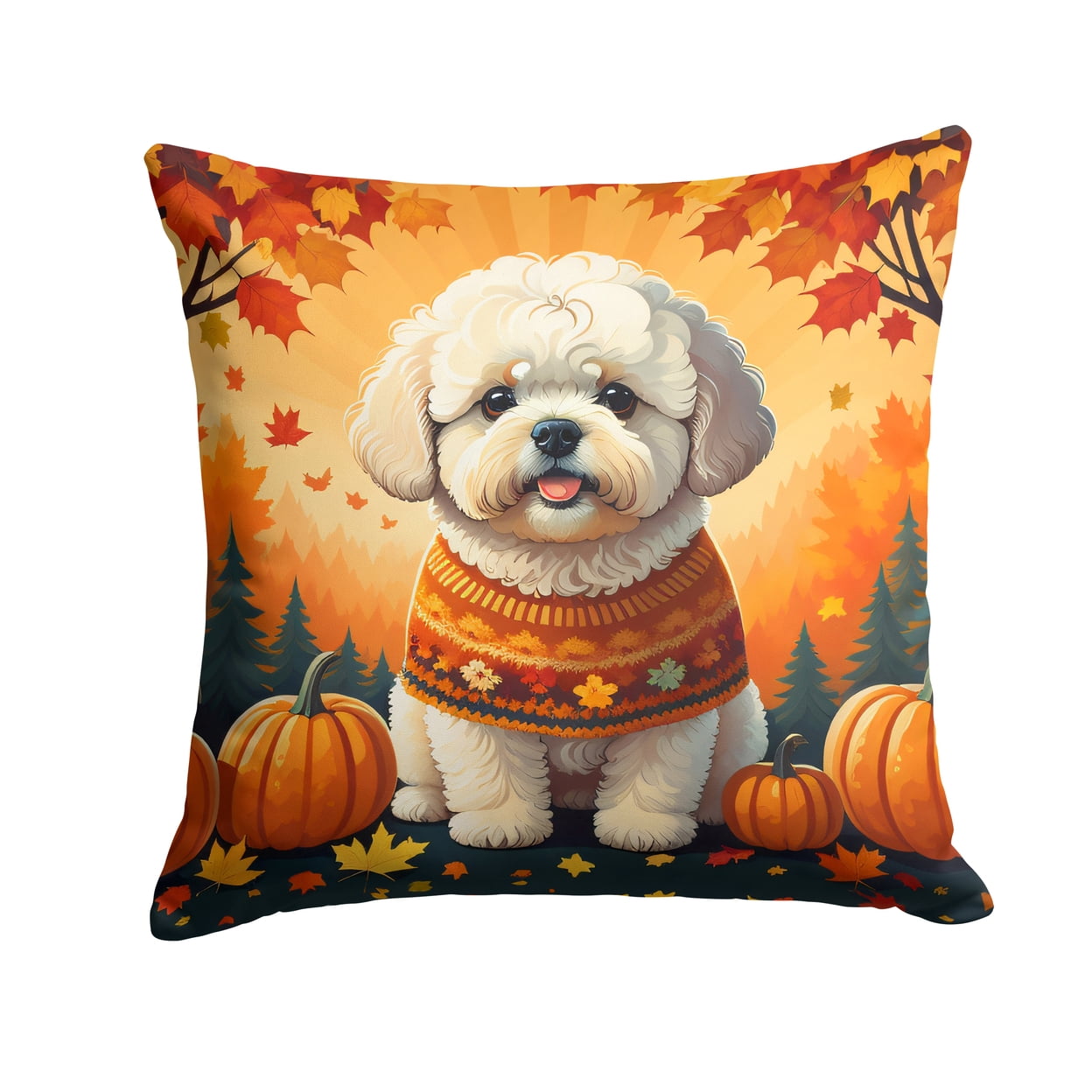 Bichon Frise Fall Fabric Decorative Pillow 18 in x 18 in - Walmart.com