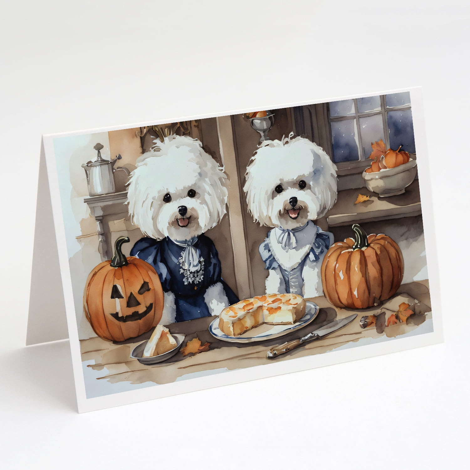 Bichon Frise Fall Kitchen Pumpkins Greeting Cards and Envelopes Pack of ...
