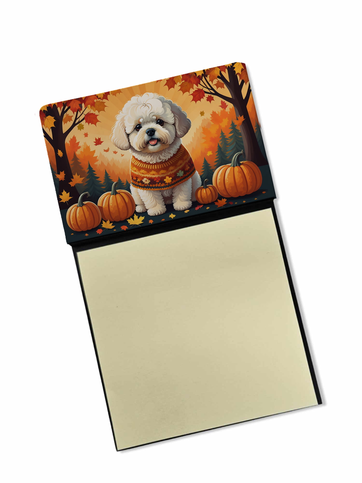 Bichon Frise Fall Sticky Note Holder 3.25 in x 5.25 in - Walmart.com