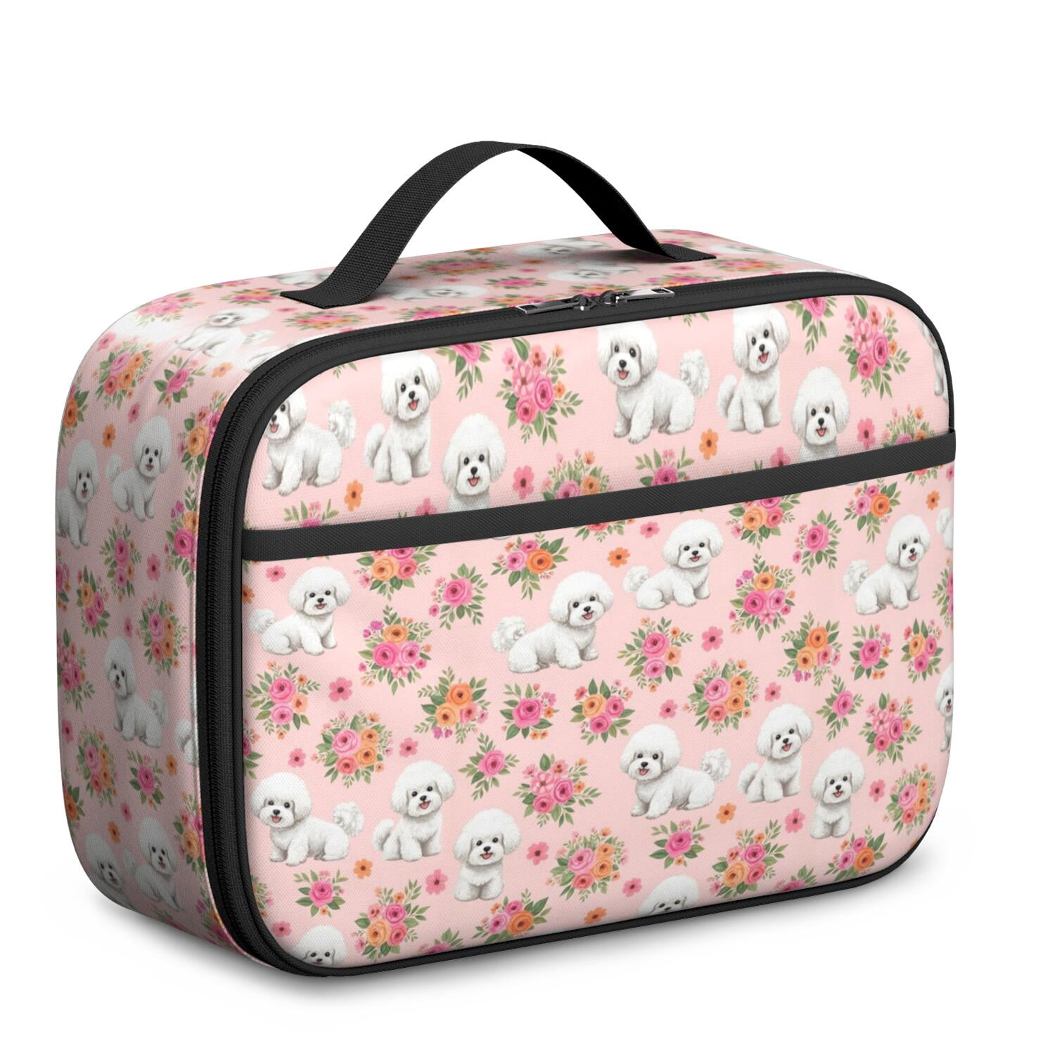 Bichon Frise and Floral Pink Pattern Insulated Lunch Bag Teens,Bento ...