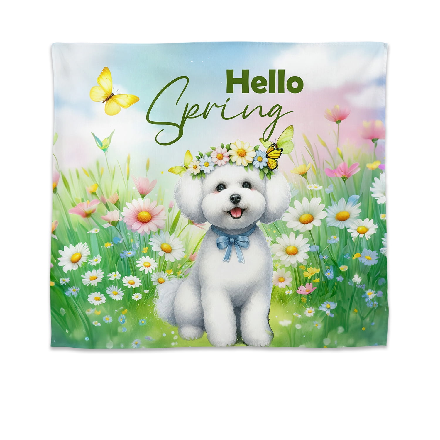 Bichon Frise Hello Spring Time Flower Floral Nature Tapestry Bichons ...