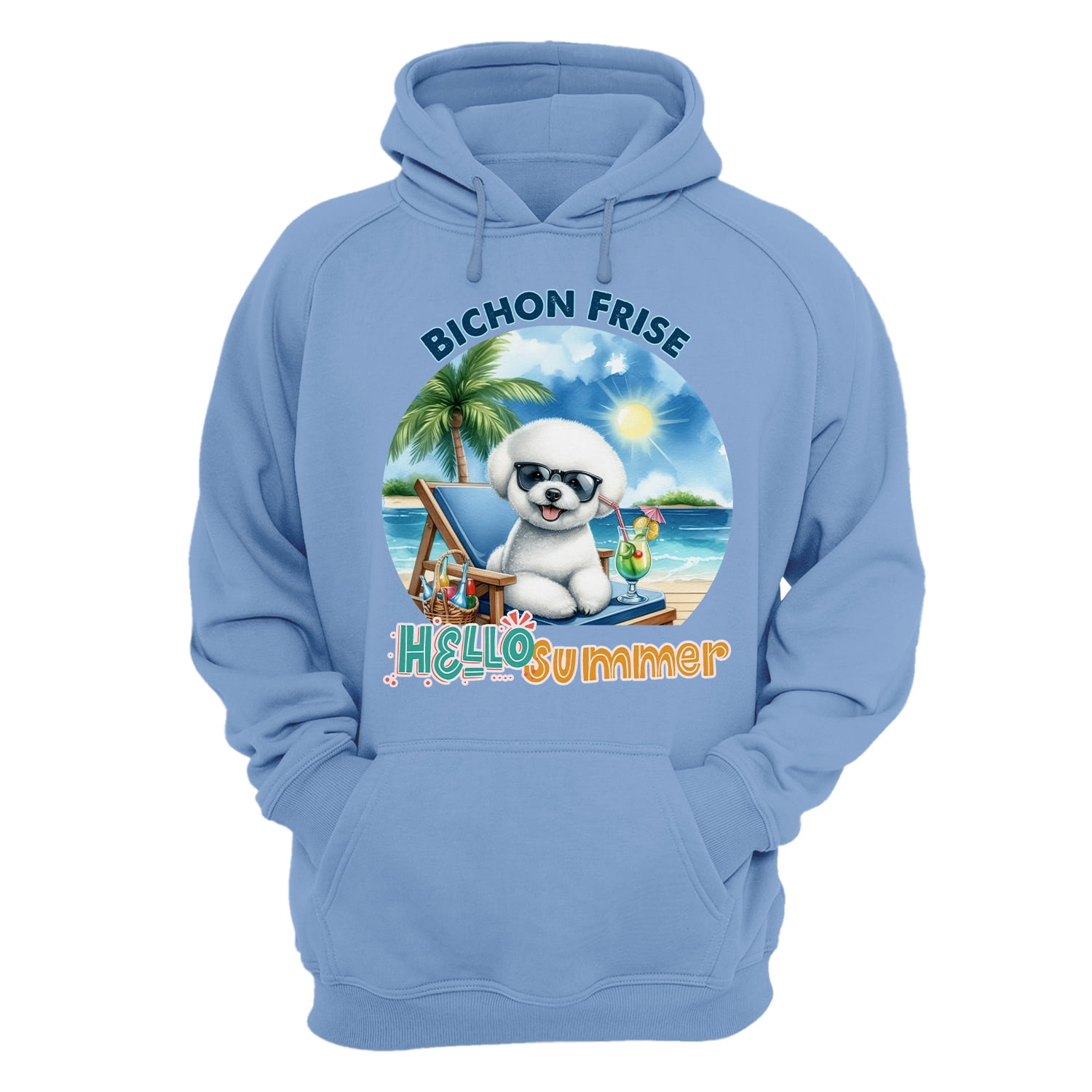 Bichon Frise Hello Summer Beach Theme with Sunglasses and Tropical ...