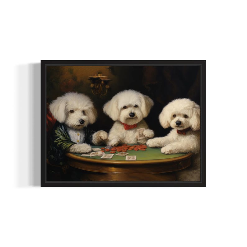 Bichon Frise Playing Cards Poster, Dog Poker Humor Wall Art - Walmart.com