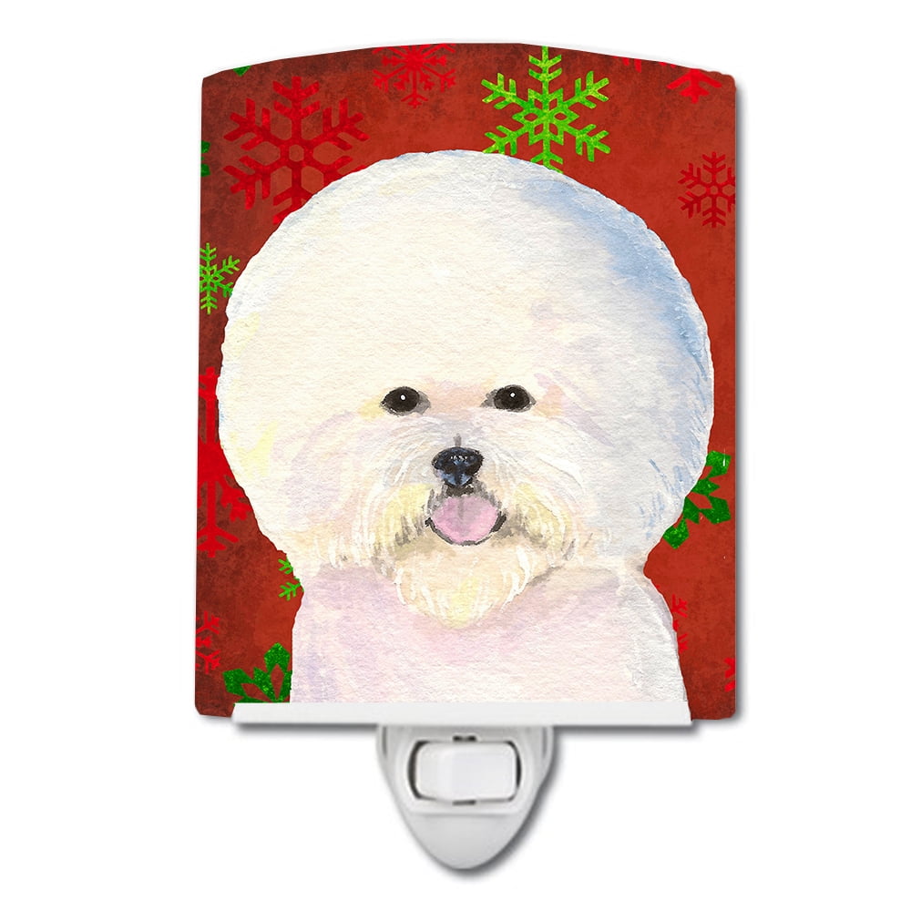 Bichon Frise Red Snowflakes Christmas Ceramic Night Light - Walmart.com