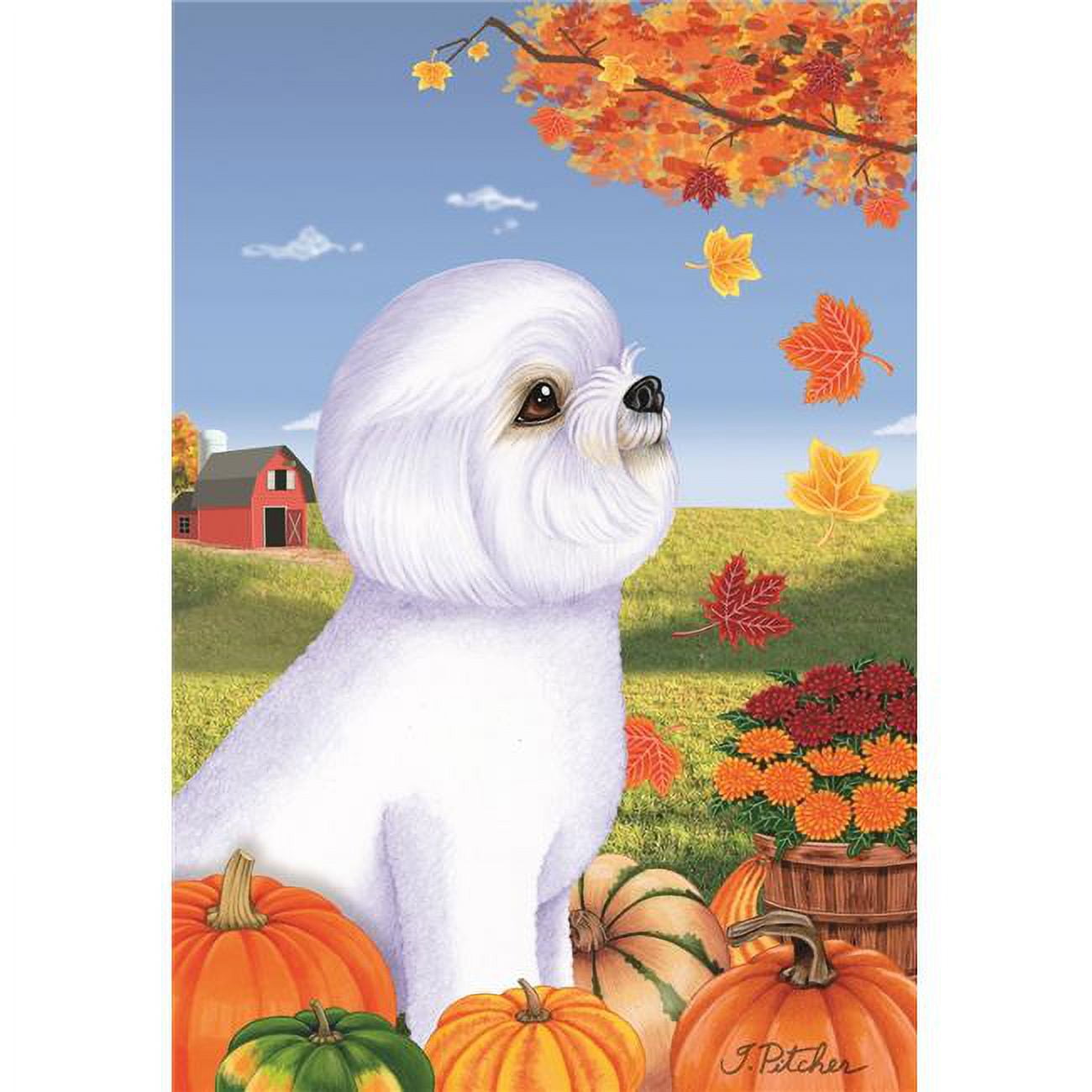 Bichon Frise Show Autumn Leaves House Flag - Walmart.com