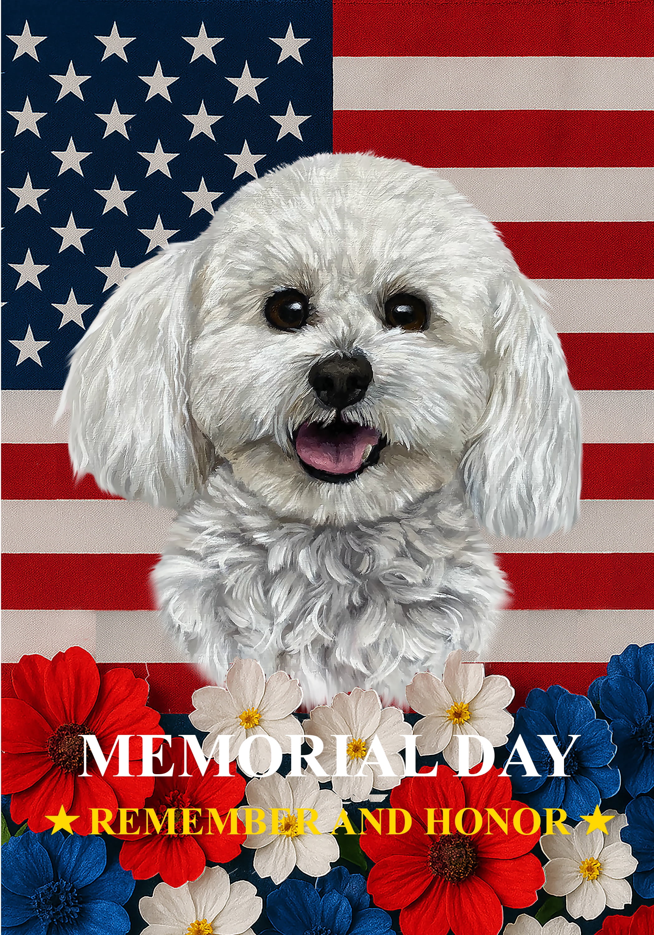 Bichon Frise Show Cut - Best of Breed Memorial Day Outdoor Garden Flag ...