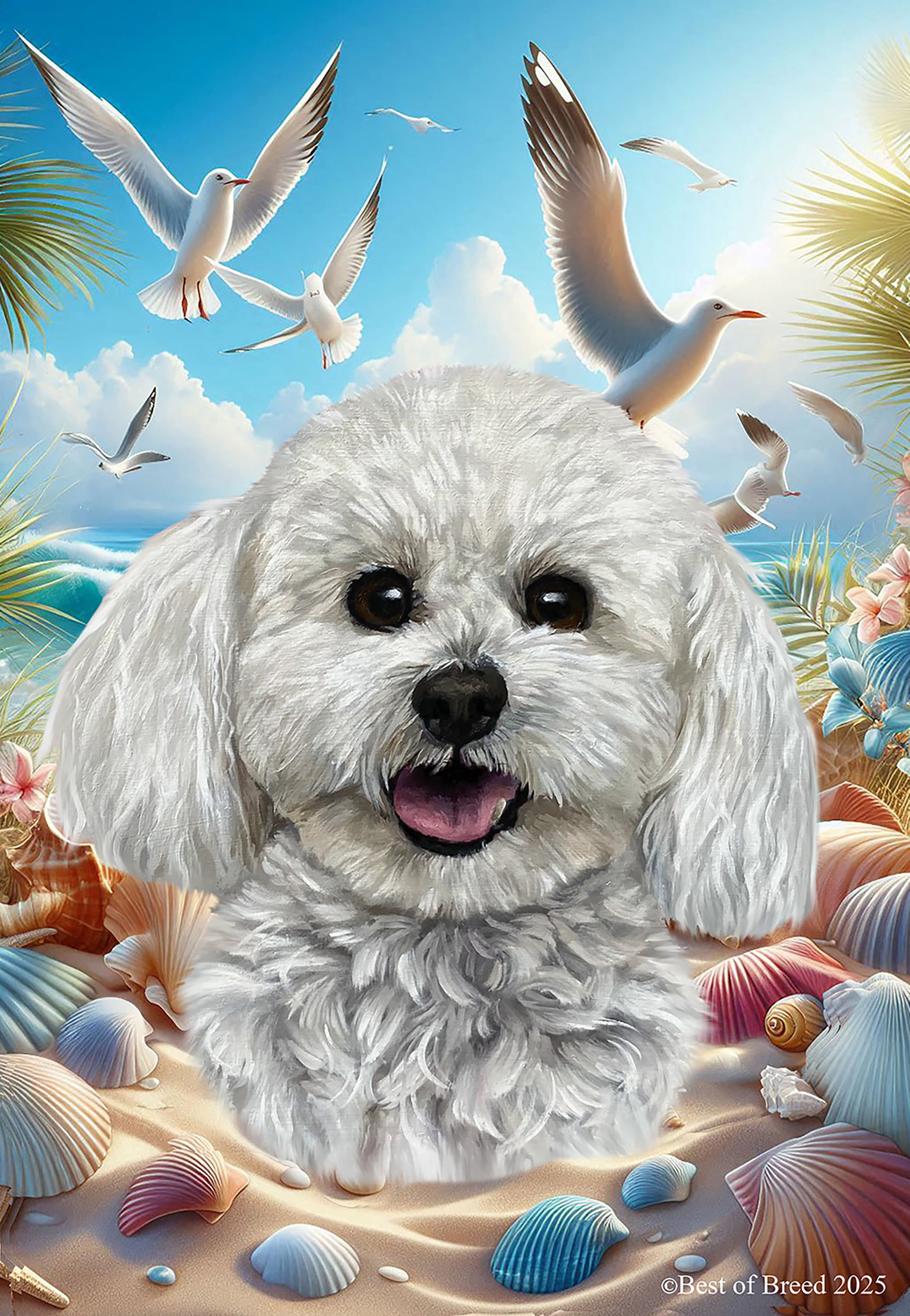 Bichon Frise Show Cut - Best of Breed Summer Beach Outdoor Garden Flag ...