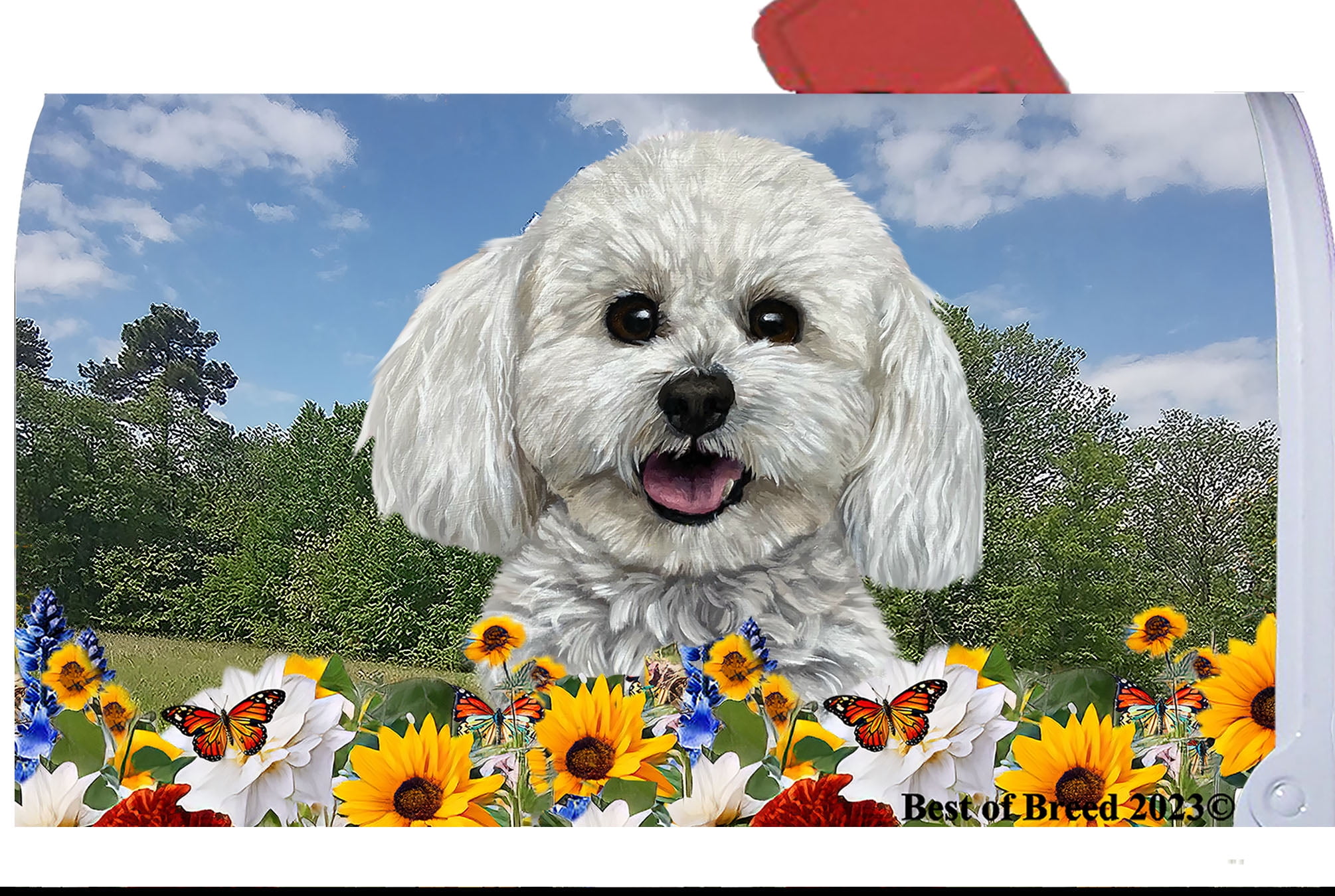 Bichon Frise Show Cut - Best of Breed Summer Flowers Mailbox Cover Hi ...