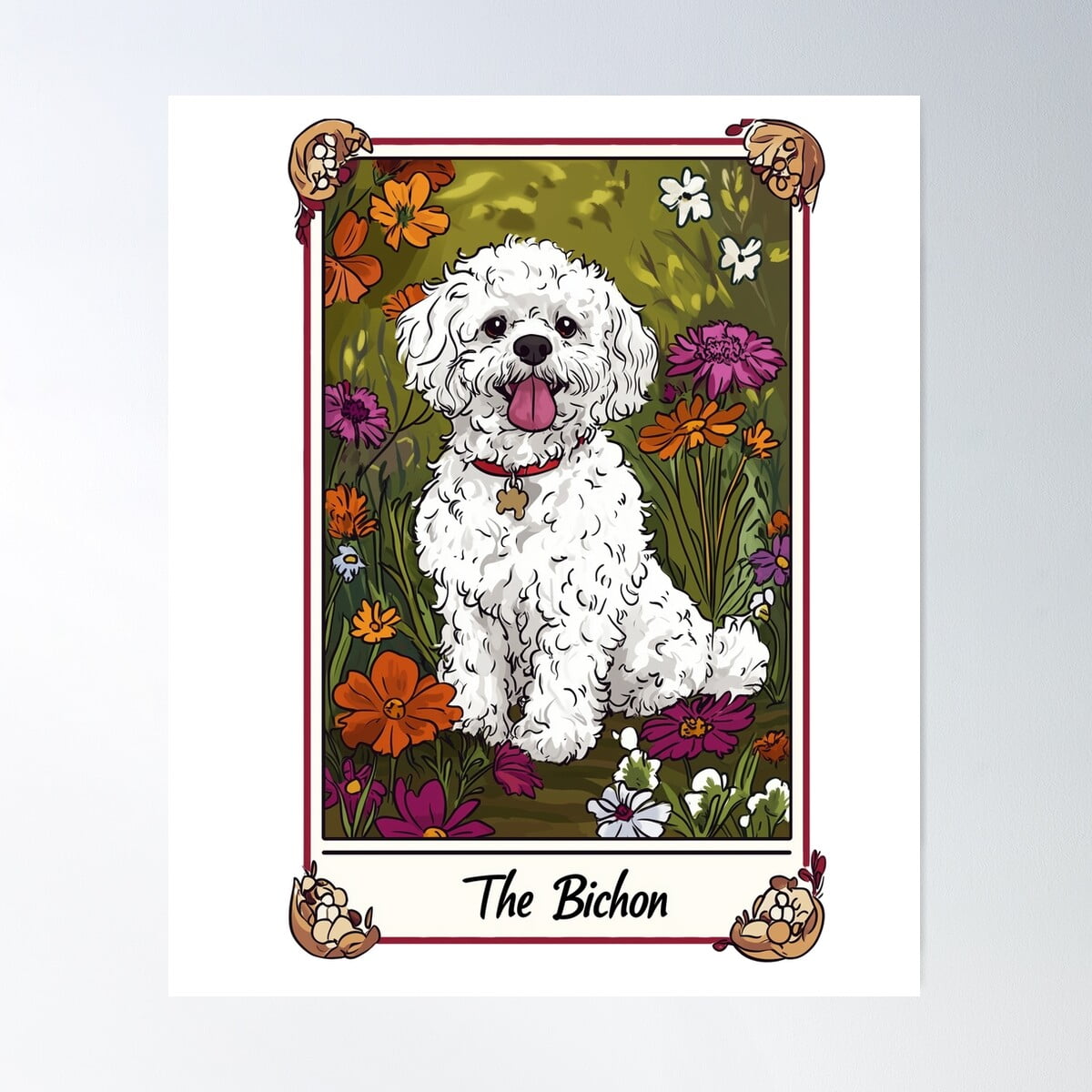 Bichon Frise Tarot Card Poster Wall Art, Modern Wall Decor For Living ...