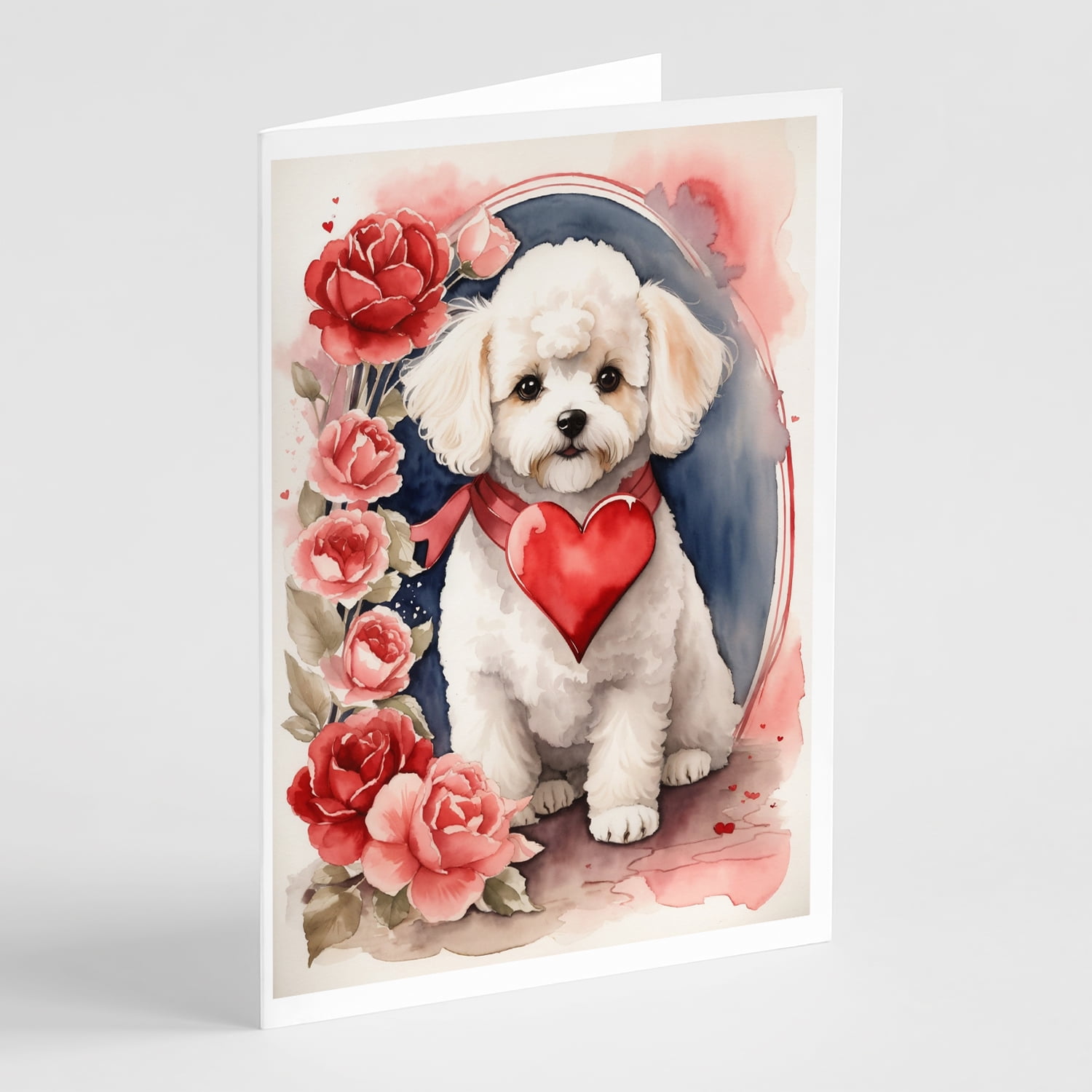 Bichon Frise Valentine Roses Greeting Cards Pack of 8 7 in x 5 in ...